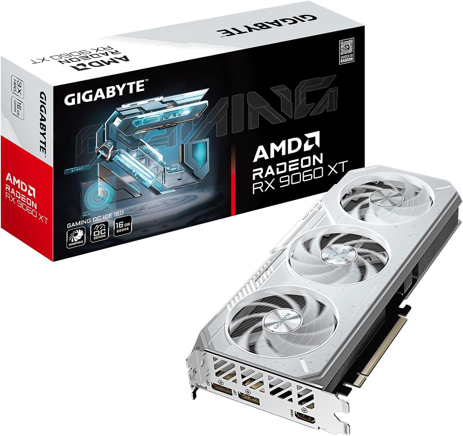 Видеокарта GIGABYTE Radeon™ RX 9060 XT Gaming OC ICE 16G Graphics Card ...
